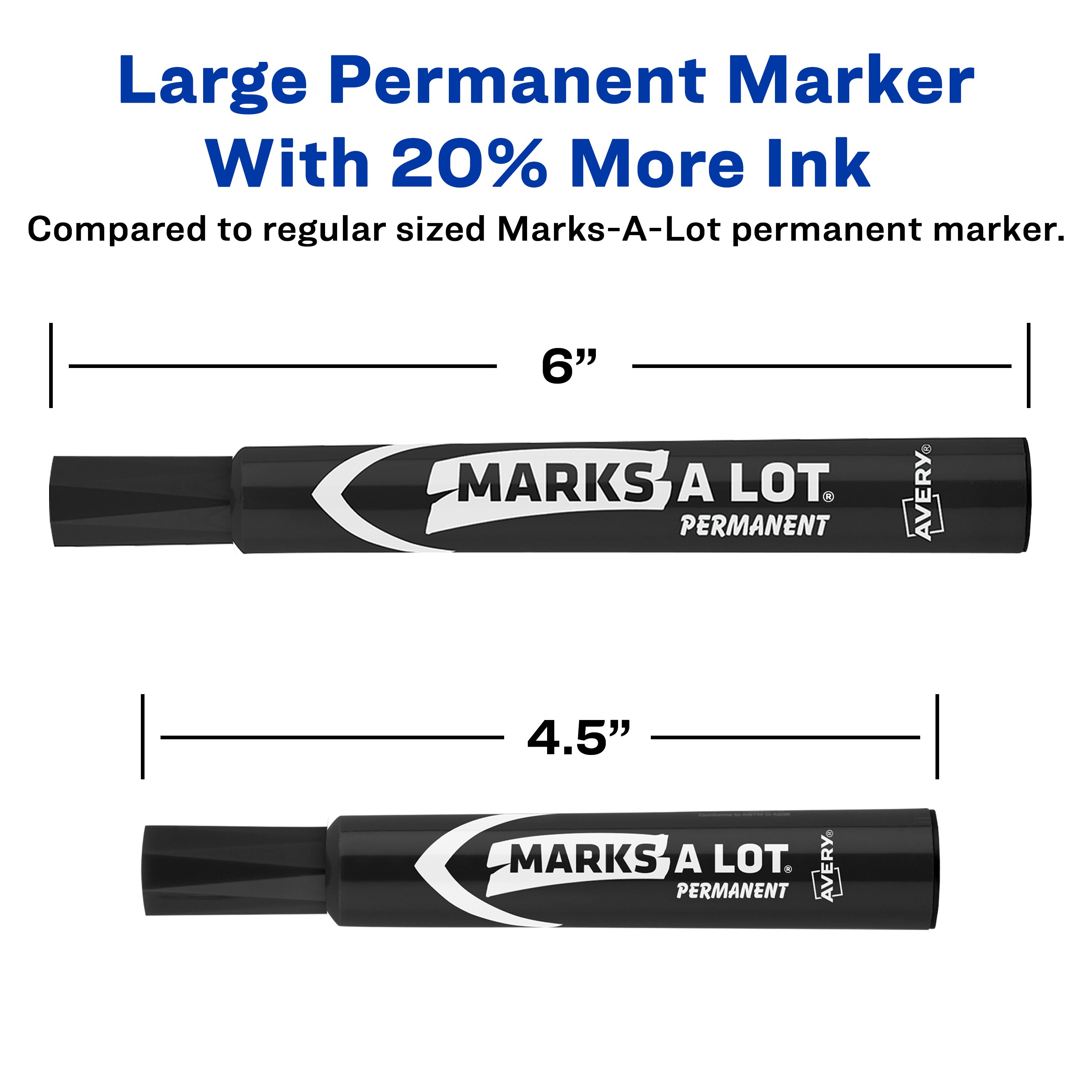 Avery(R) Marks A Lot Permanent Markers, Large Desk-Style, Assorted, 12/BX 24800 | Avery | Avery